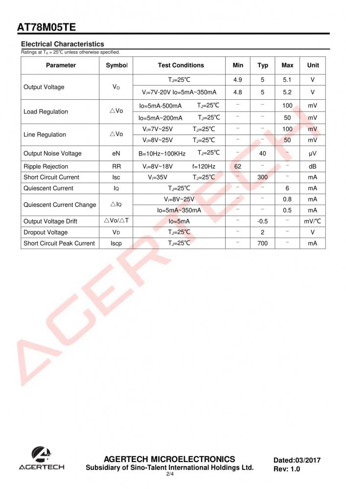 AT78M05TE datasheet page 2