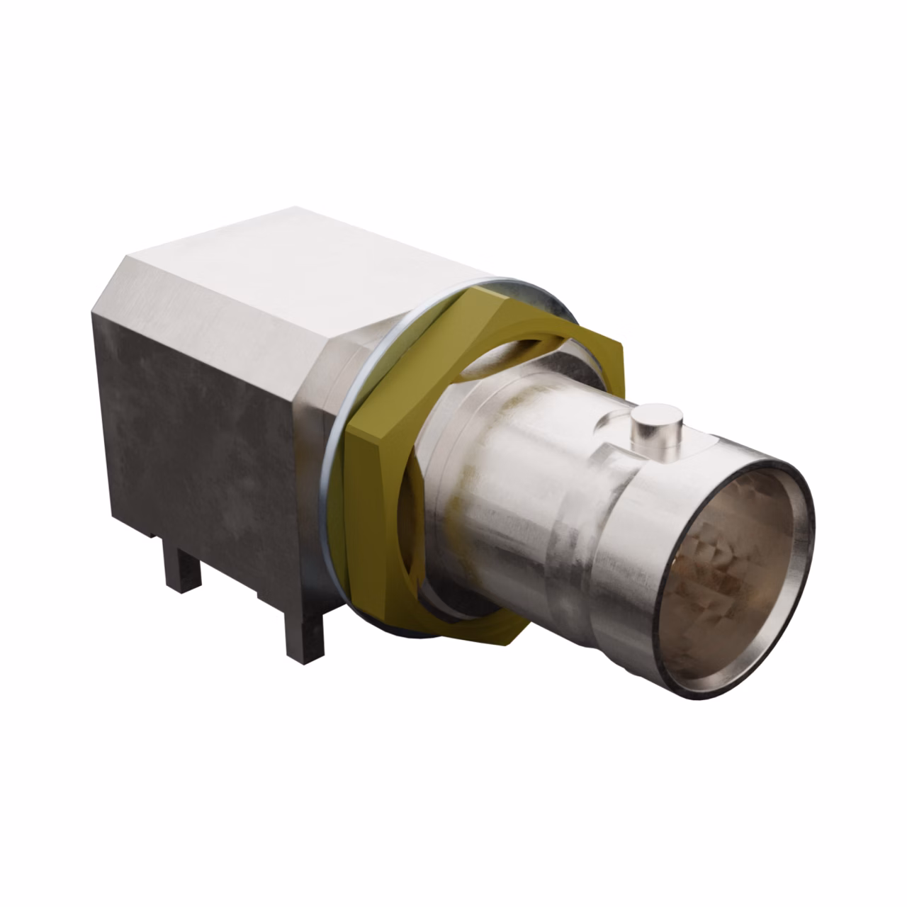 BNC Jack, Right-Angle, Bulkhead Receptacle, PCB, Through Hole, 12 GHz, with Jam Nut and Washer, 3.50mm Leg Length, Tray, 75 Ohms for sale