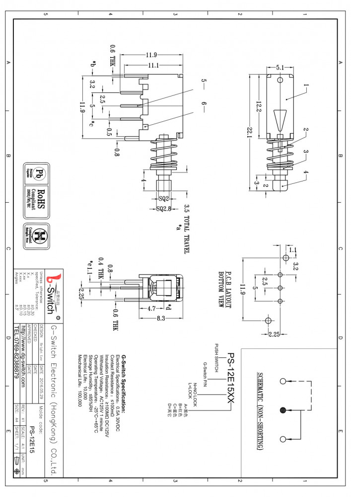 PS-12E15 technical drawing