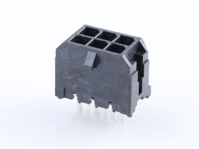 Micro-Fit 3.0 Vertical Header, 3.00mm Pitch, Dual Row, 6 Circuits, with PCB Polarizing Peg, 1.52µm Matte Tin Plating, Glow-Wire Capable, Black, Tape and Reel, with Pick and Place Cap for sale