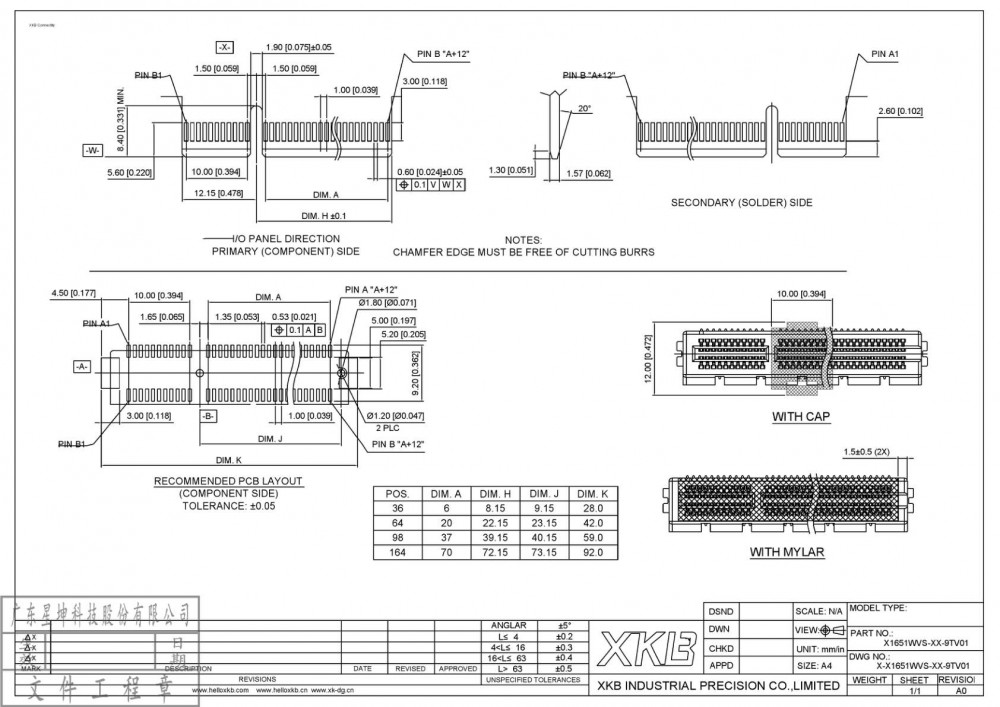 X1651WVS-98-9TV01 PCB layout and configurations