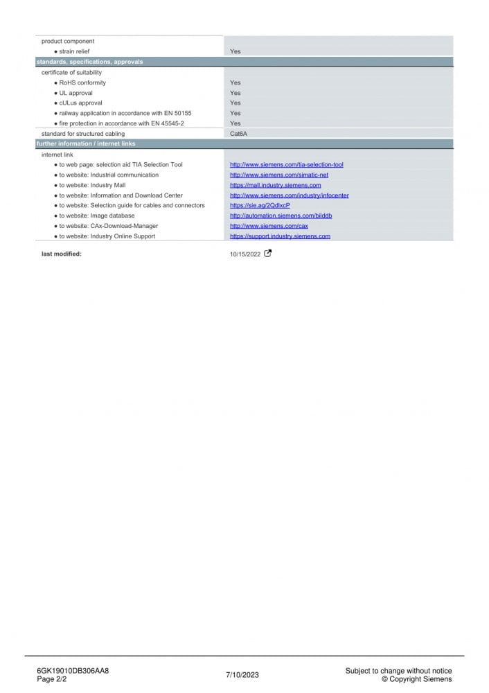 SIEMENS 6GK19010DB306AA8 document page 2