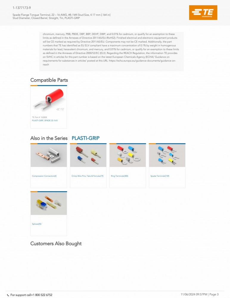 TE Connectivity product documentation page 3