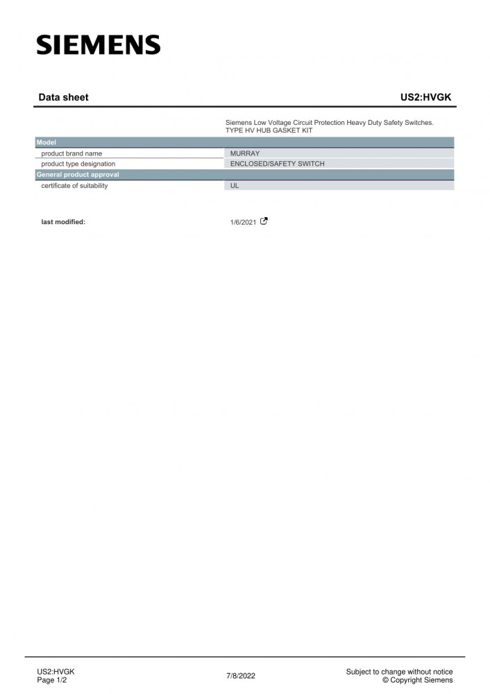 HVGK technical document page 1