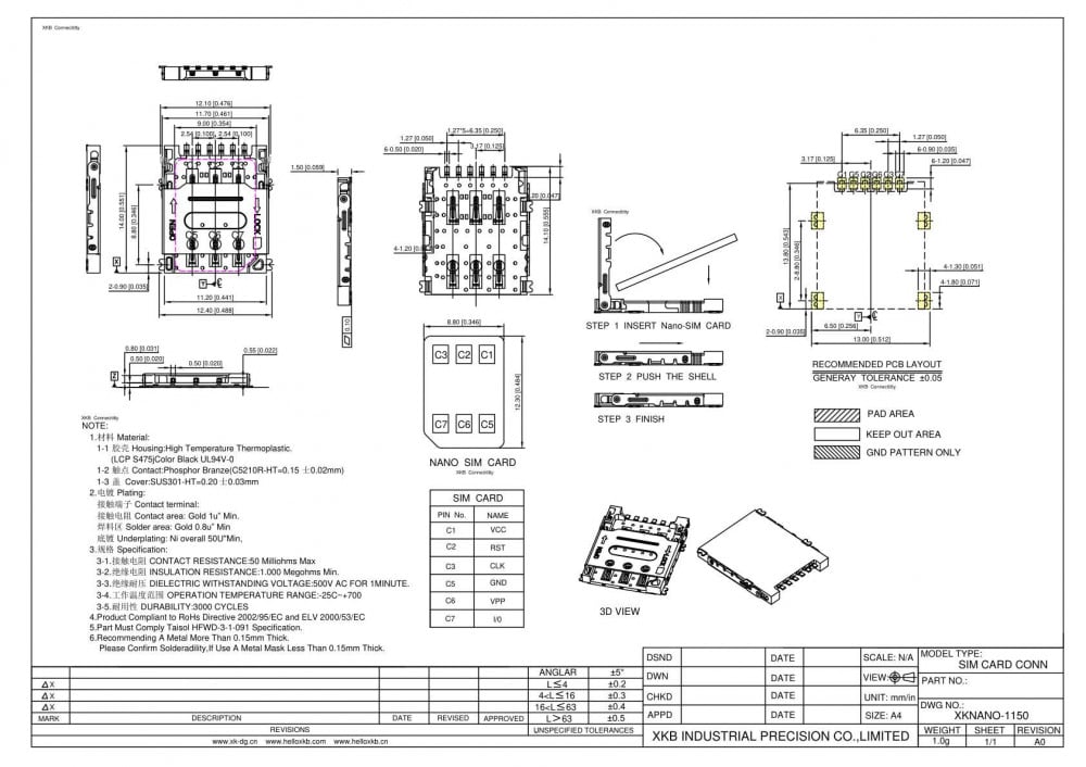 XKNANO-1150 technical document page 1