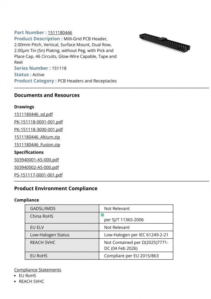 MOLEX Milli-Grid specification page 1