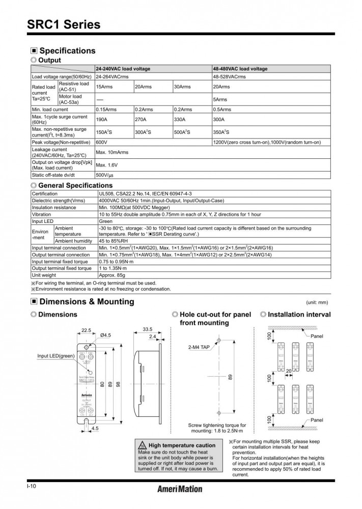 SRC1 Series technical document, page 2