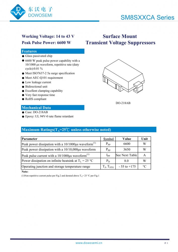 SM8S24CA datasheet page 1
