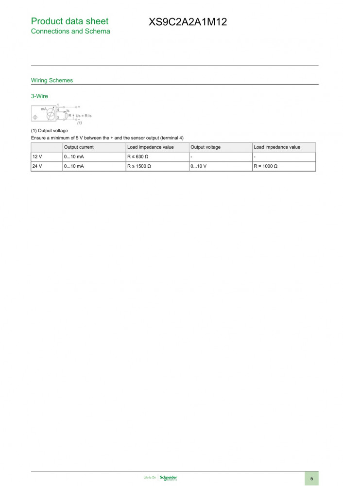 XS9C2A2A1M12 technical document page 5
