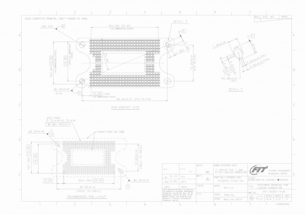 FOXCONN PL02501-31ZZ1-4H customer drawing page 2