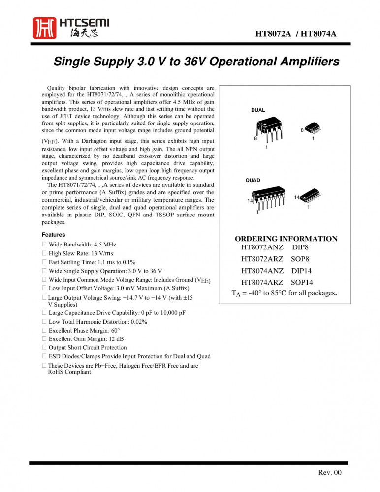 HT8072ARZ datasheet page 1