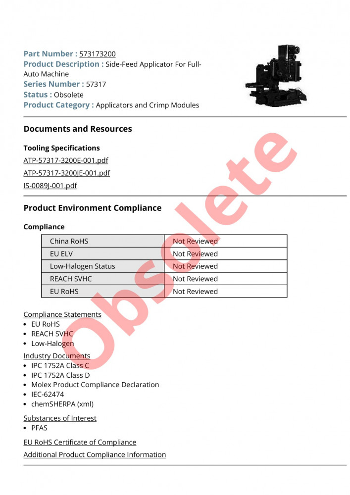 Document preview page 1 for Molex 573173200