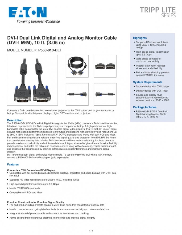 P560-010-DLI technical document page 1