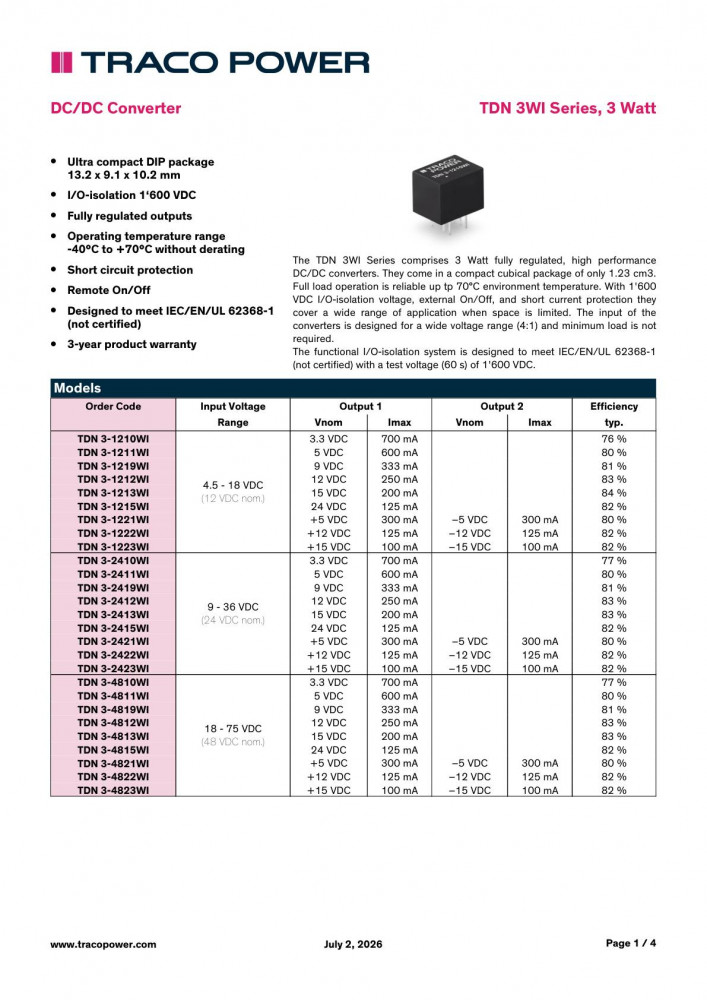 TDN 3-4823WI technical document page 1
