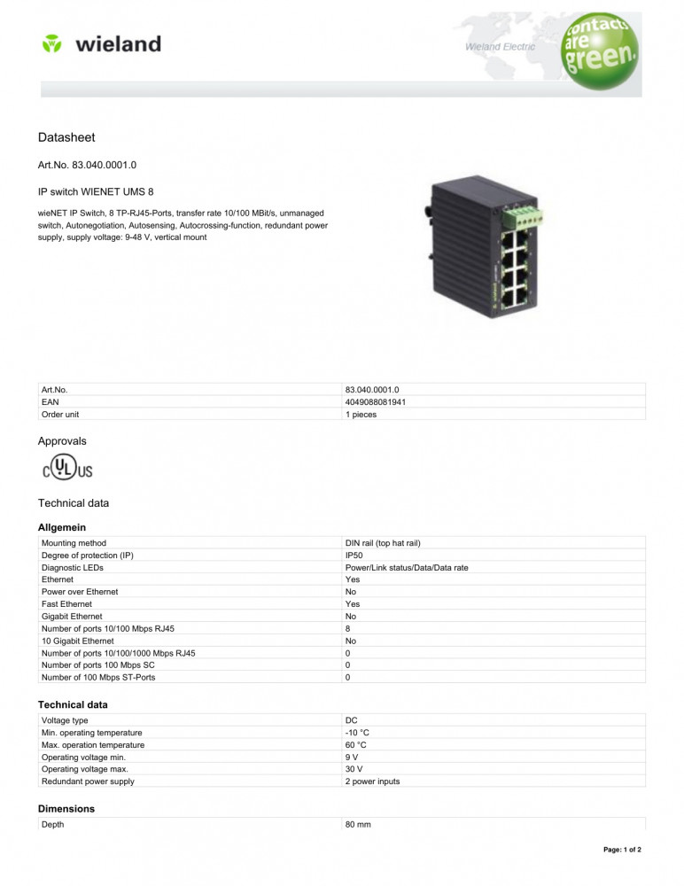 WIENET UMS 8 product documentation, page 1