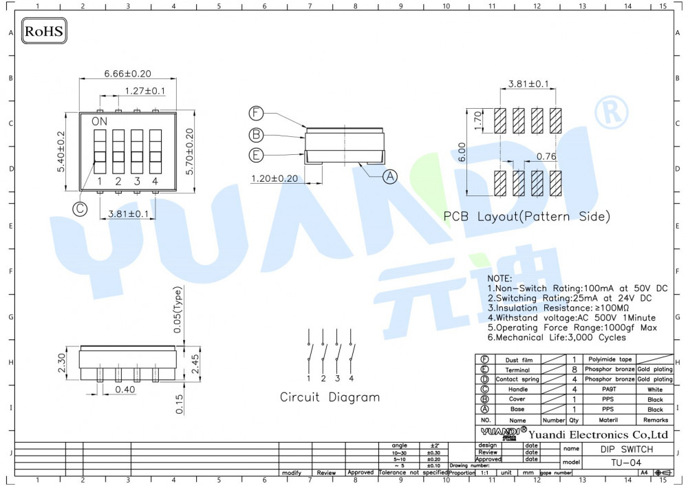 Yuandi TU-04 technical document page