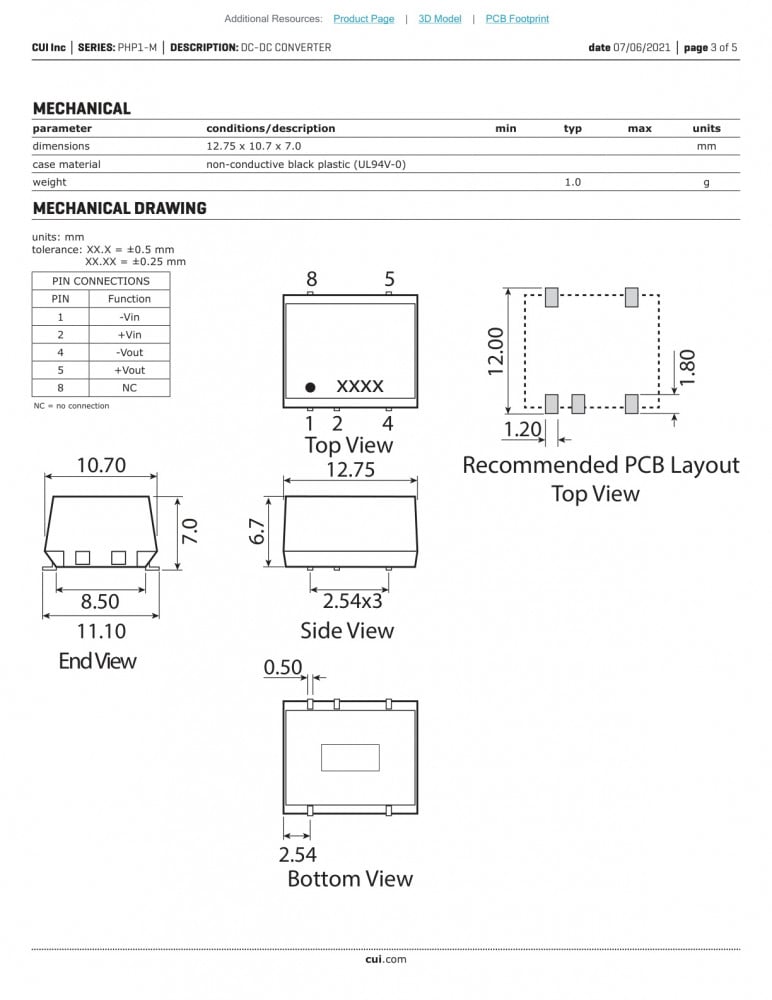 PHP1-M datasheet page 3