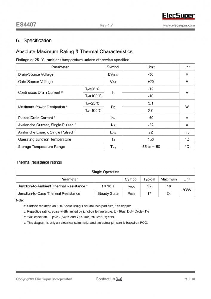 ES4407 datasheet page 2