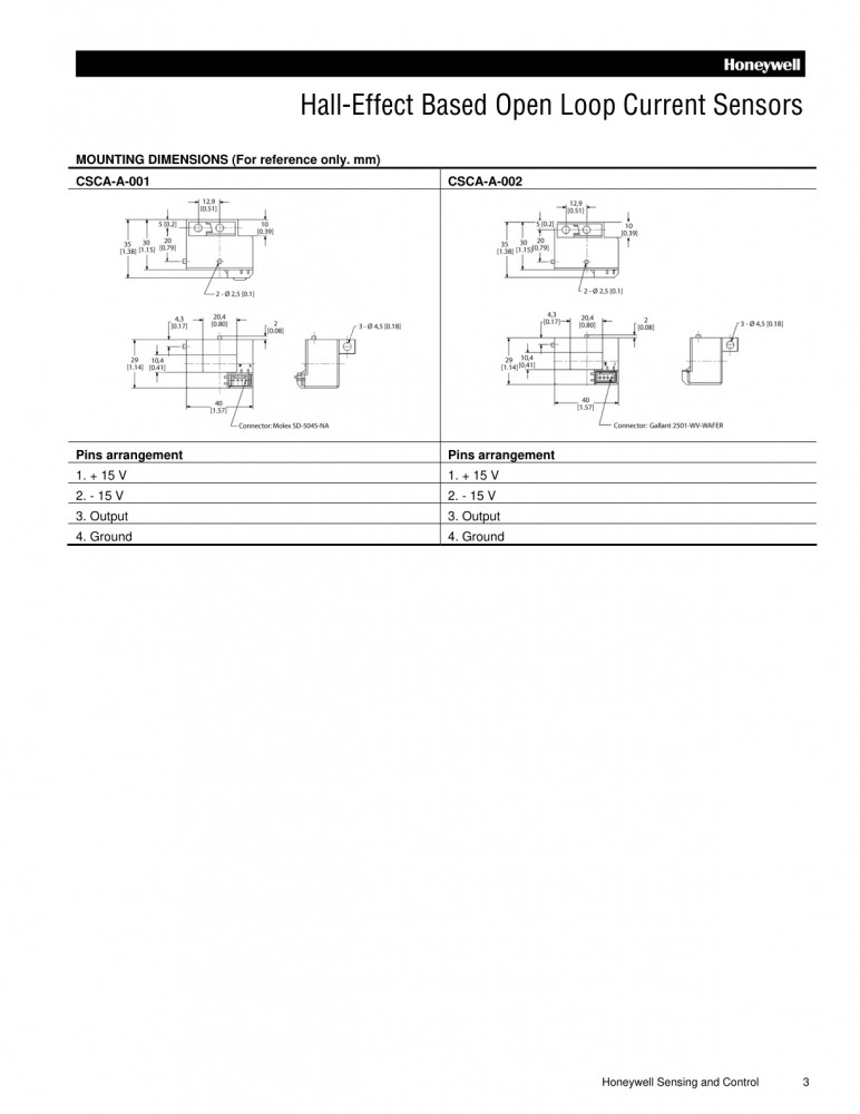 Honeywell CSCA-A datasheet page 3