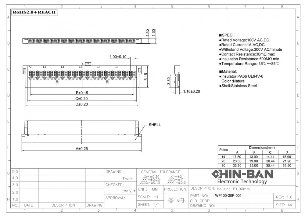 WF100-20P-001 technical document preview