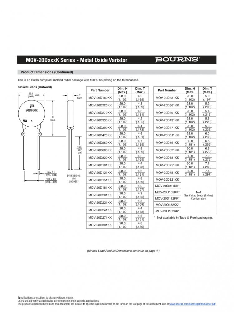 BOURNS MOV-20DxxxK datasheet page 3