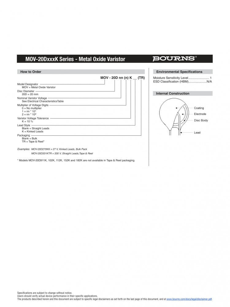BOURNS MOV-20DxxxK datasheet page 5