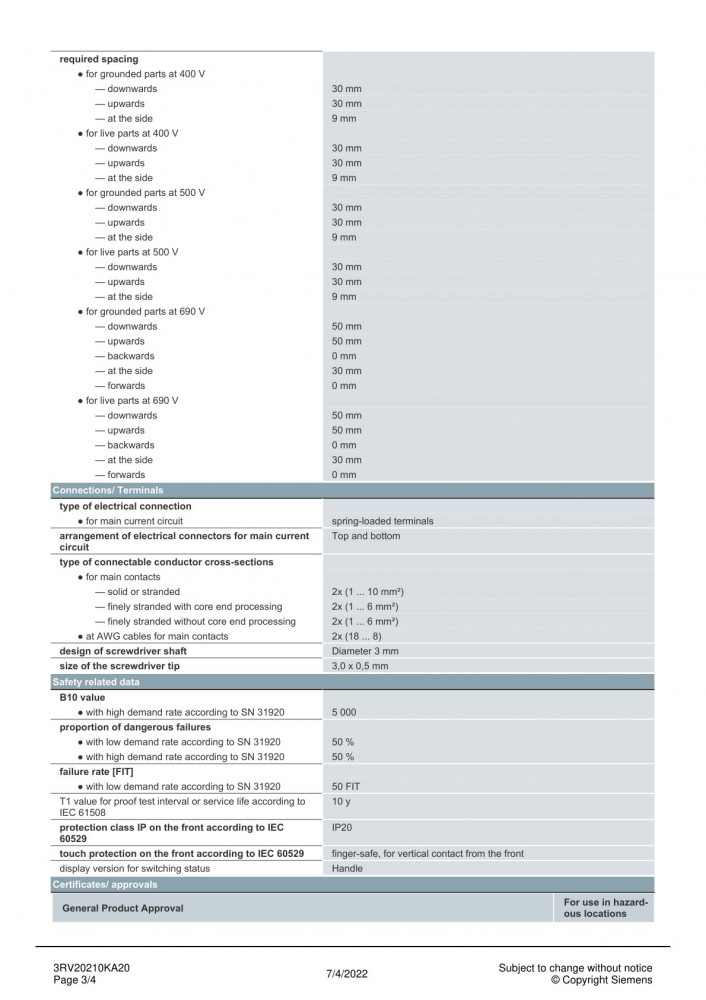 3RV20210KA20 technical document page 3