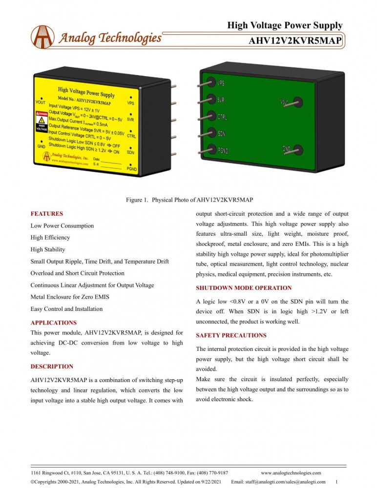 AHV12V2KVR5MAP technical document page 1