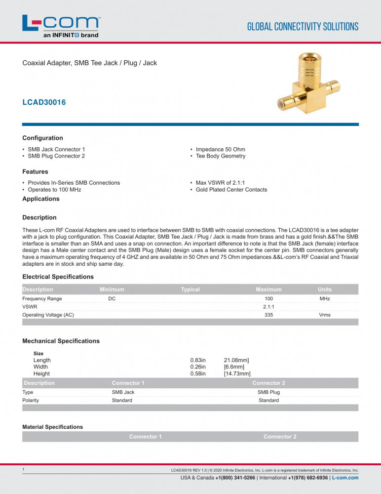 LCAD30016 datasheet page 1