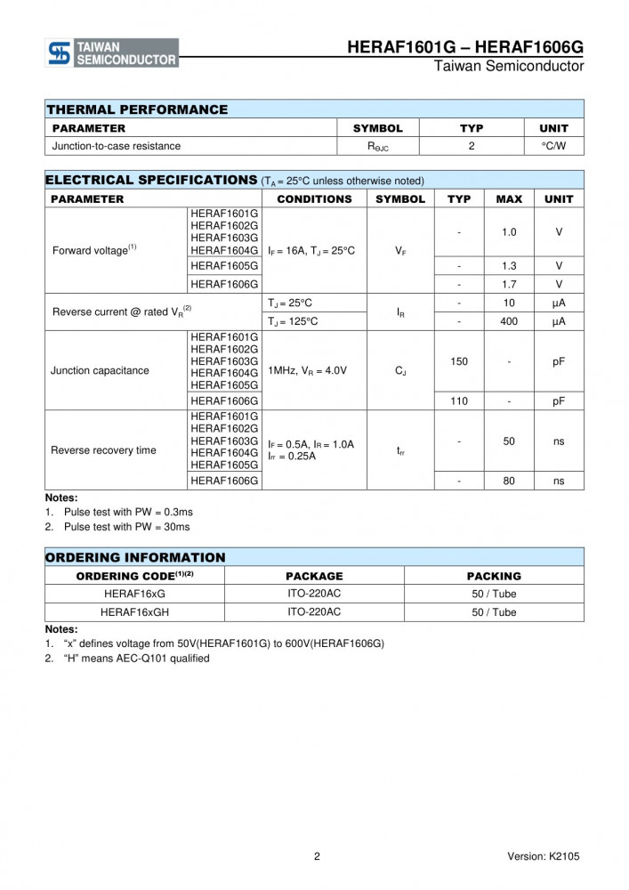 HERAF1606G datasheet page 2