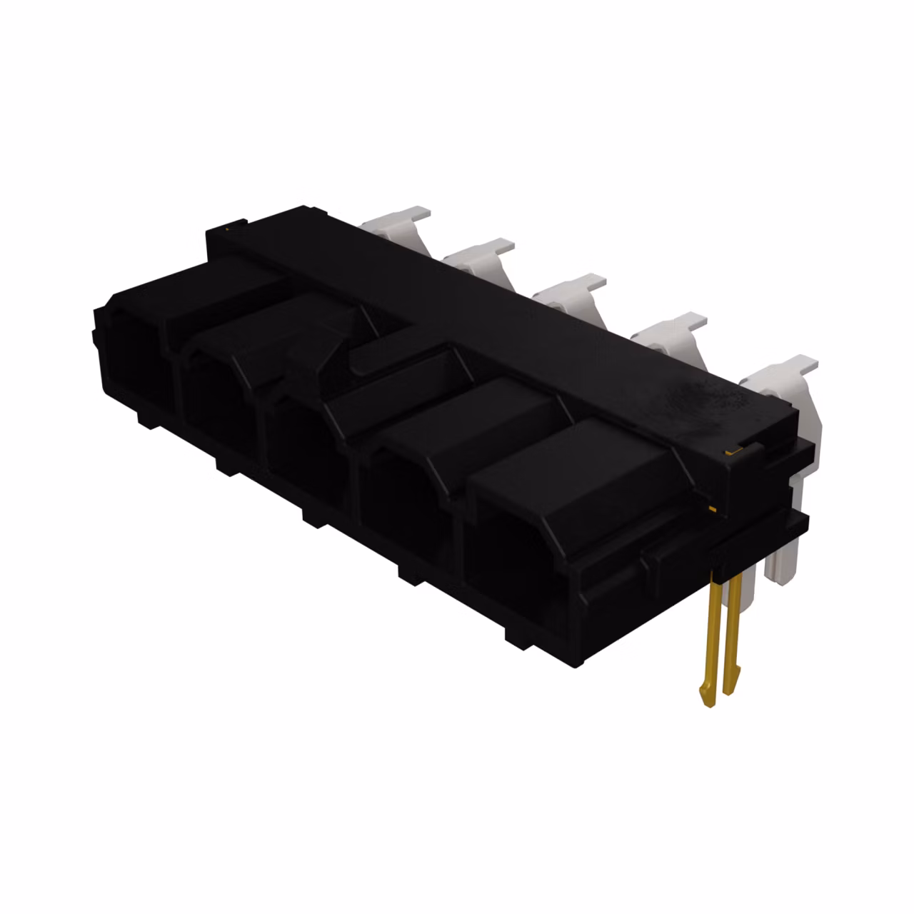 Mini-Fit Sr. Right-Angle Header, 10.00mm Pitch, Single Row, 5 Circuits, 8.30mm Tail Length, for 6.35mm PCB, Silver (Ag) Plating, with Clip for sale