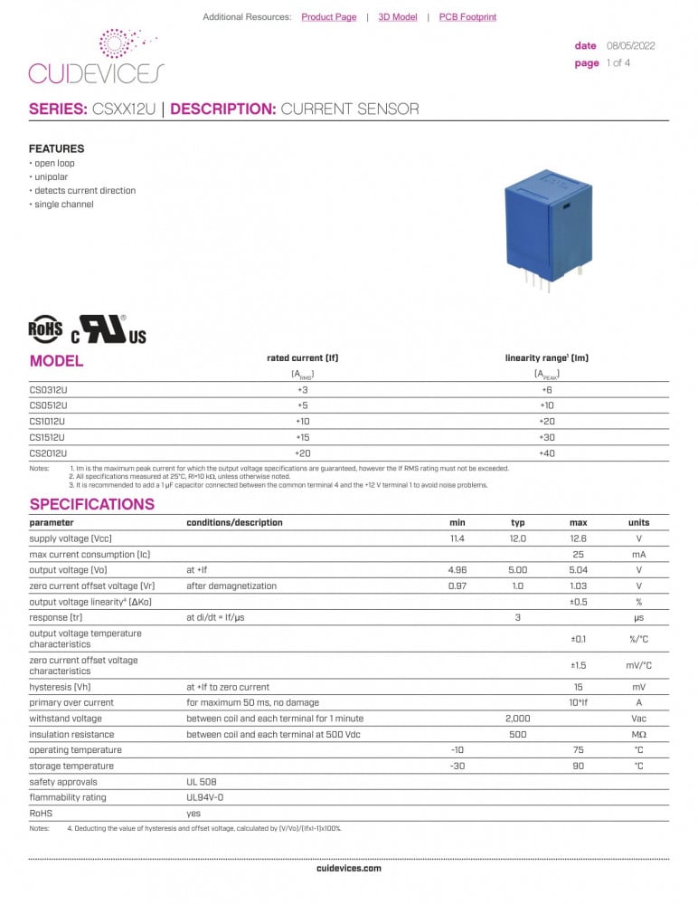 CS0312U datasheet page 1