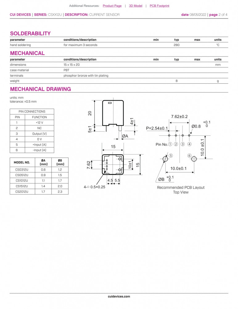 CS0312U datasheet page 2