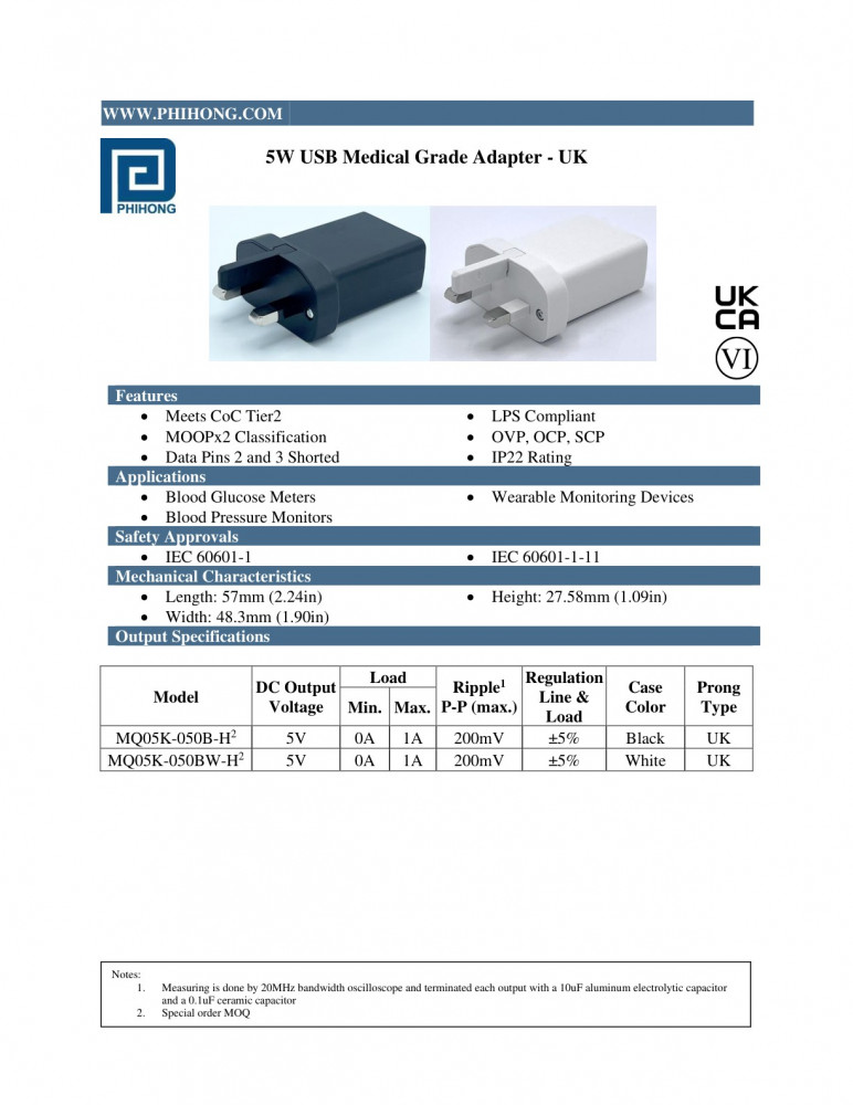 MQ05K-050B-H technical document page 1