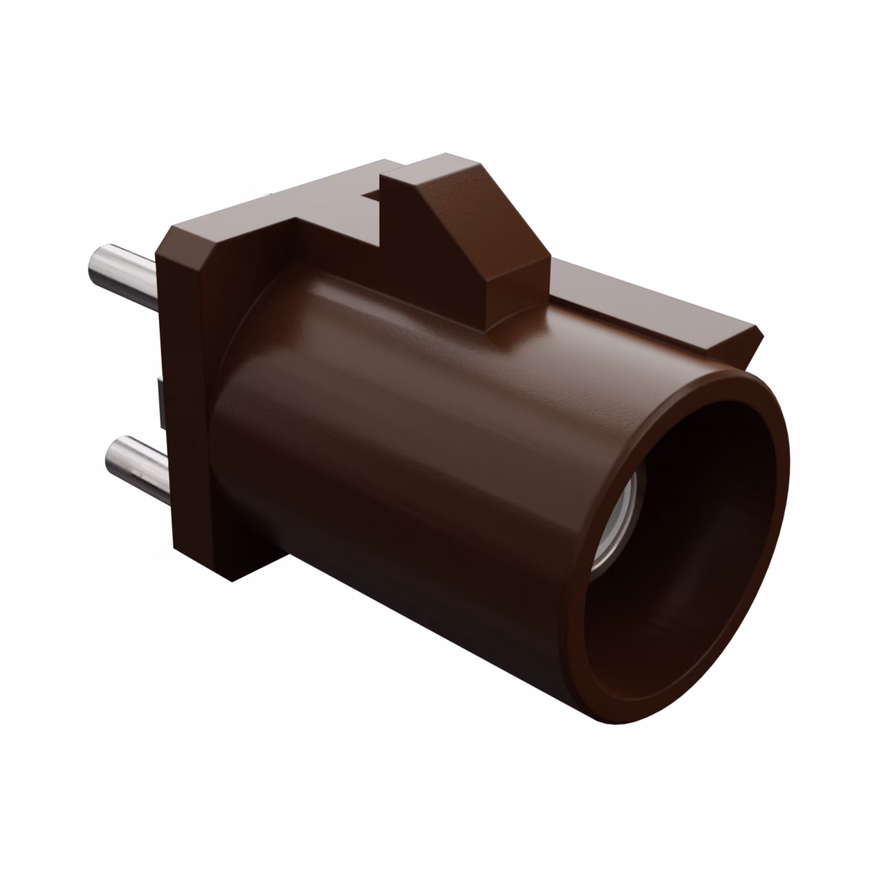 FAKRA Jack, Straight, PCB Receptacle, Through Hole, Die Cast Body, Tin (Sn) Plated, Keying Code F, Brown, 50 Ohms for sale