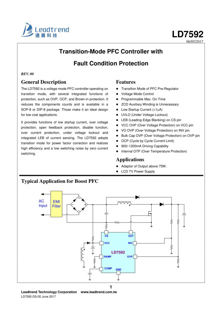 LD7592 datasheet page 1