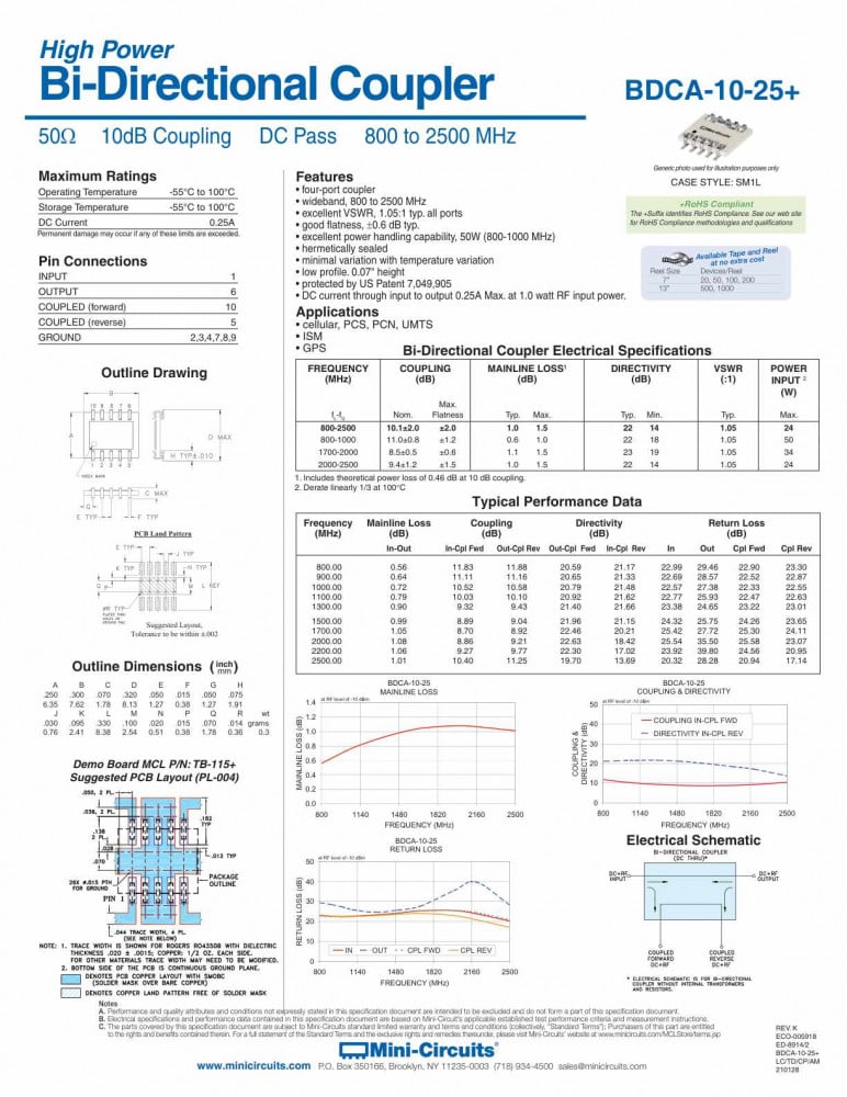 BDCA-10-25+ technical datasheet preview