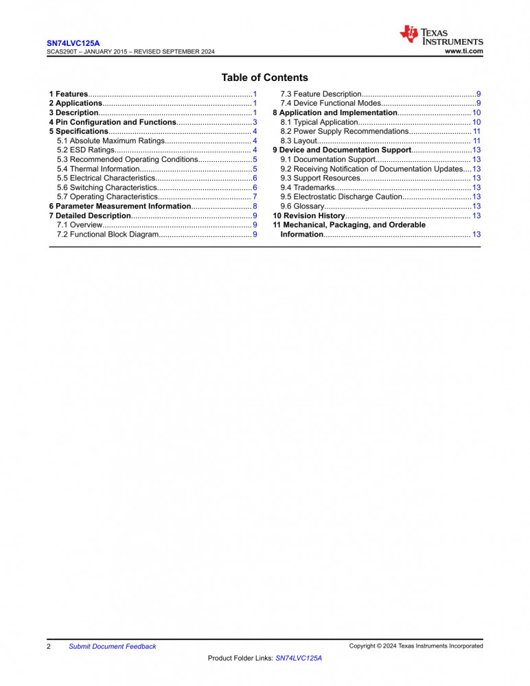 SN74LVC125A technical document page 2
