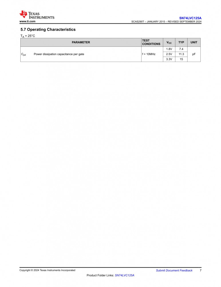 SN74LVC125A technical document page 7