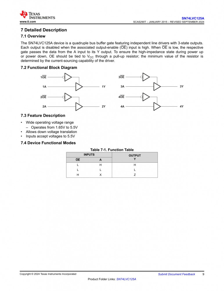 SN74LVC125A technical document page 9