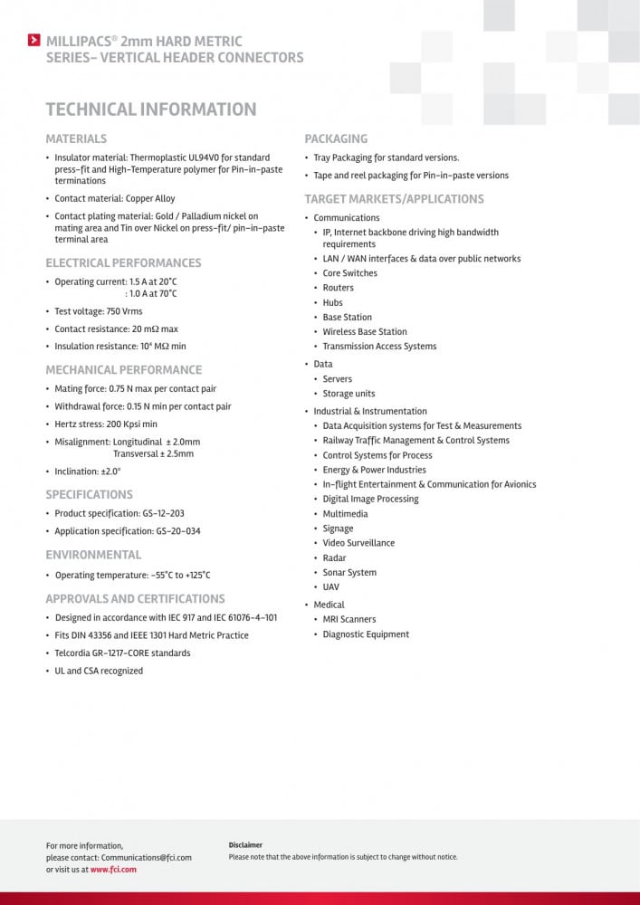 Amphenol Millipacs vertical header documentation page 2