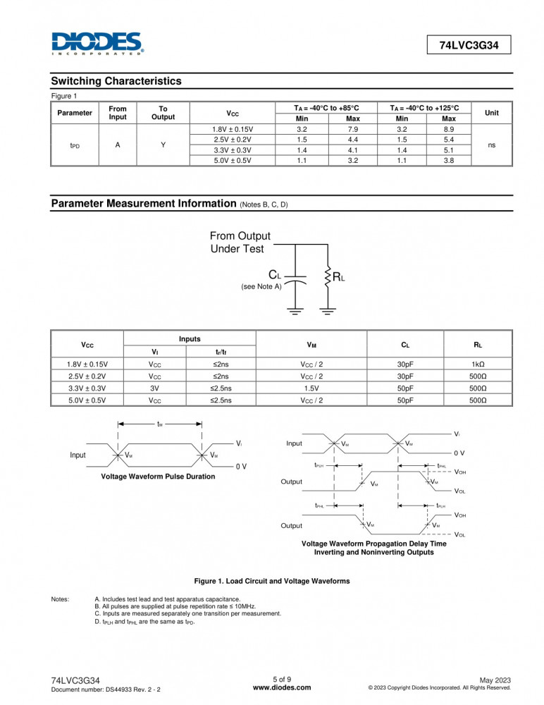 74LVC3G34V8-7 datasheet page 5