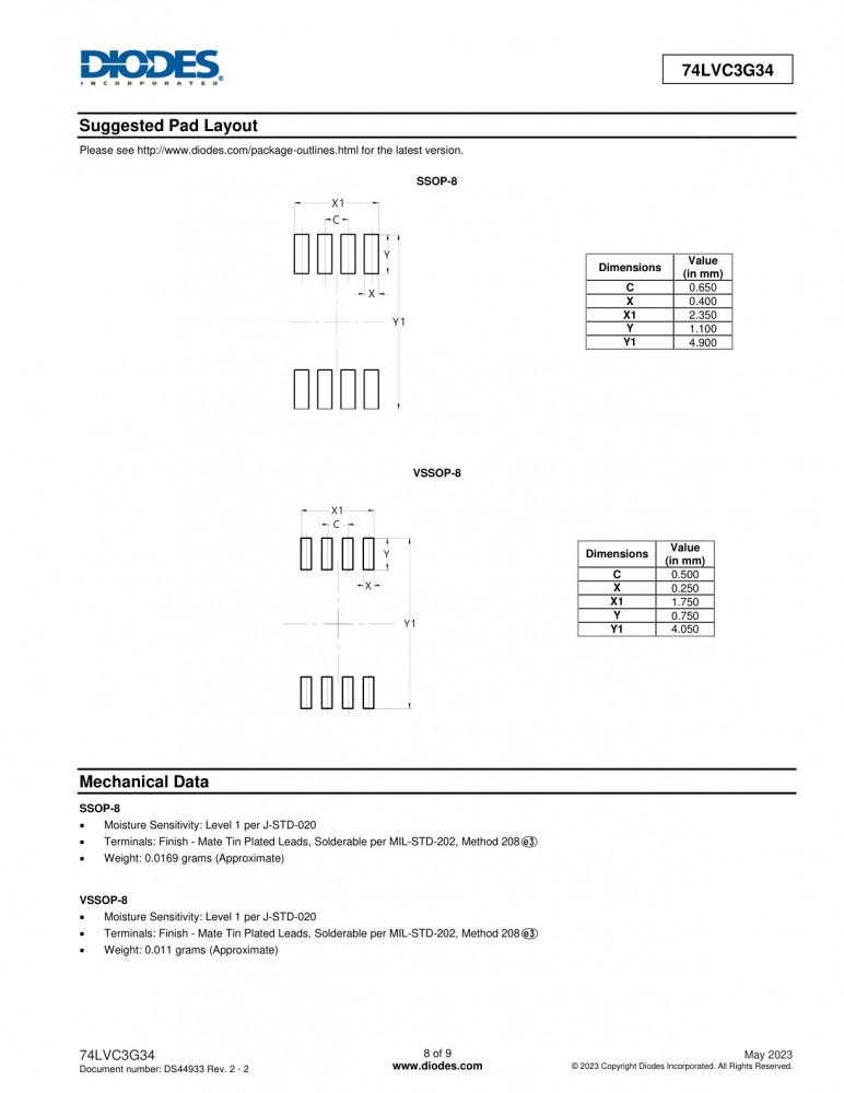 74LVC3G34V8-7 datasheet page 8