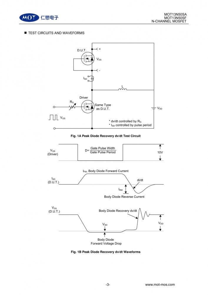 MOT13N50SF datasheet page 3