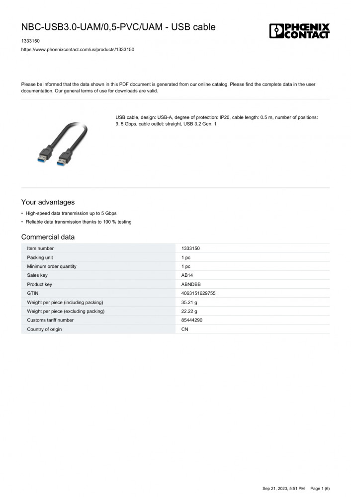 Phoenix Contact 1333150 technical document page 1