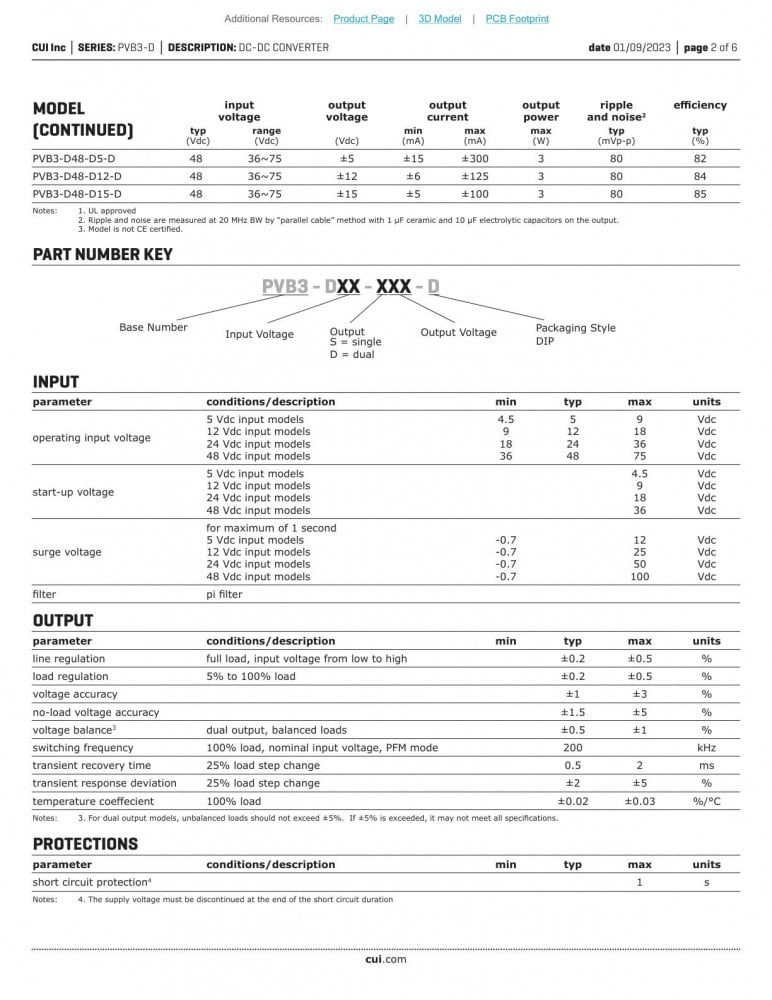 PVB3-D series datasheet page 2