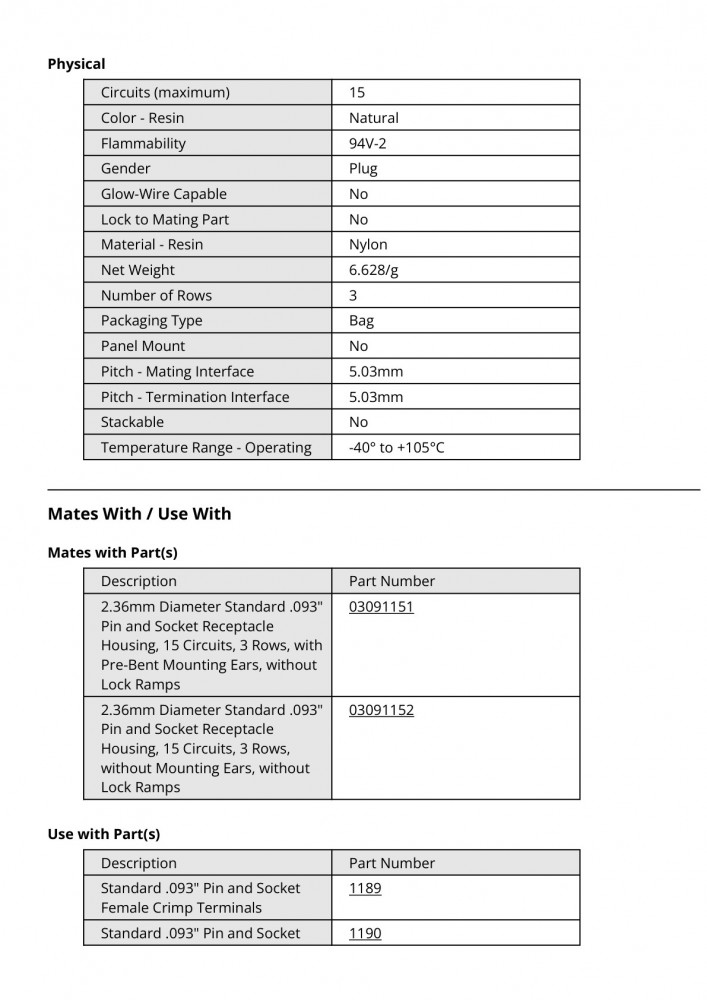 Molex .093 Standard Pin and Socket family document preview, page 3