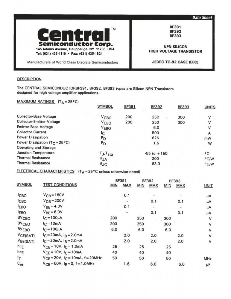 BF393 PBFREE datasheet page 1