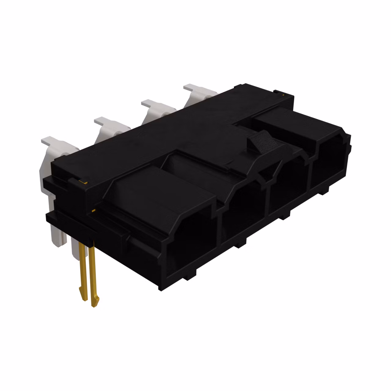 Mini-Fit Sr. Right-Angle Header, 10.00mm Pitch, Single Row, 4 Circuits, 8.30mm Tail Length, for 6.35mm PCB, Silver (Ag) Plating, with Clip for sale