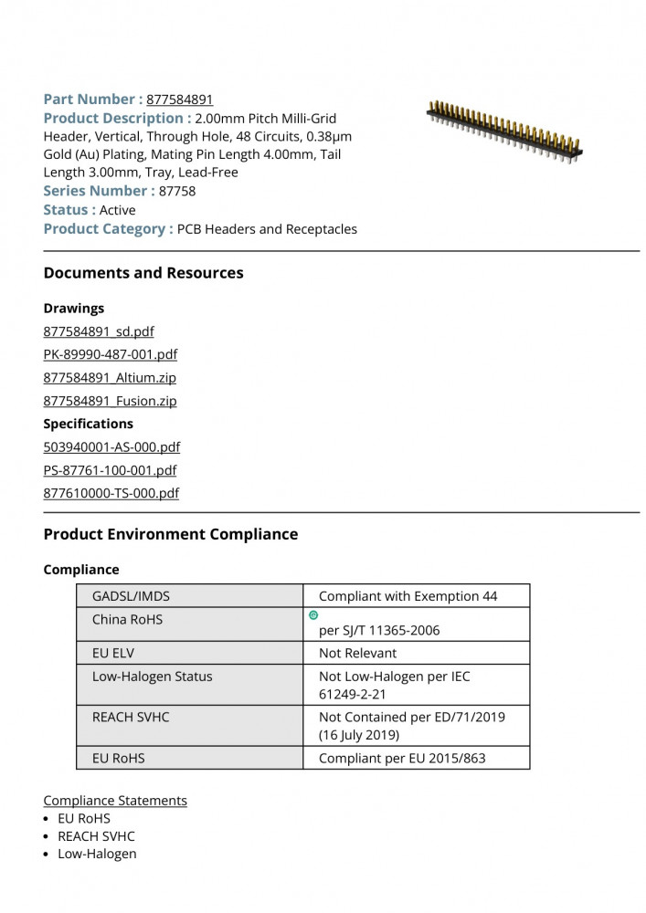 MOLEX 877584891 document preview, page 1